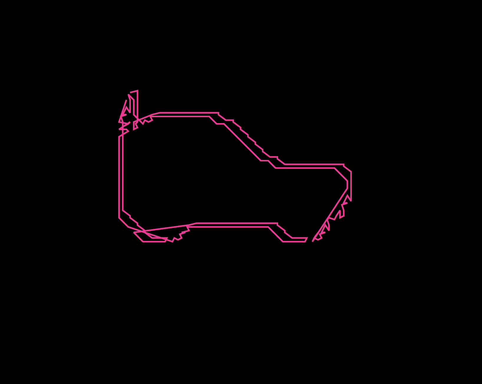 pink lines on a black background. lines are squiggled and duplicated ...